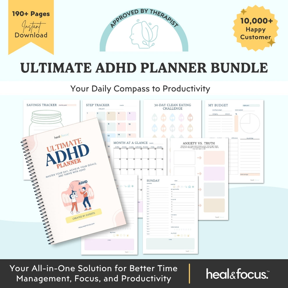 Ultimate ADHD Planner Bundle – Structure Your Day with Confidence – Heal & Focus